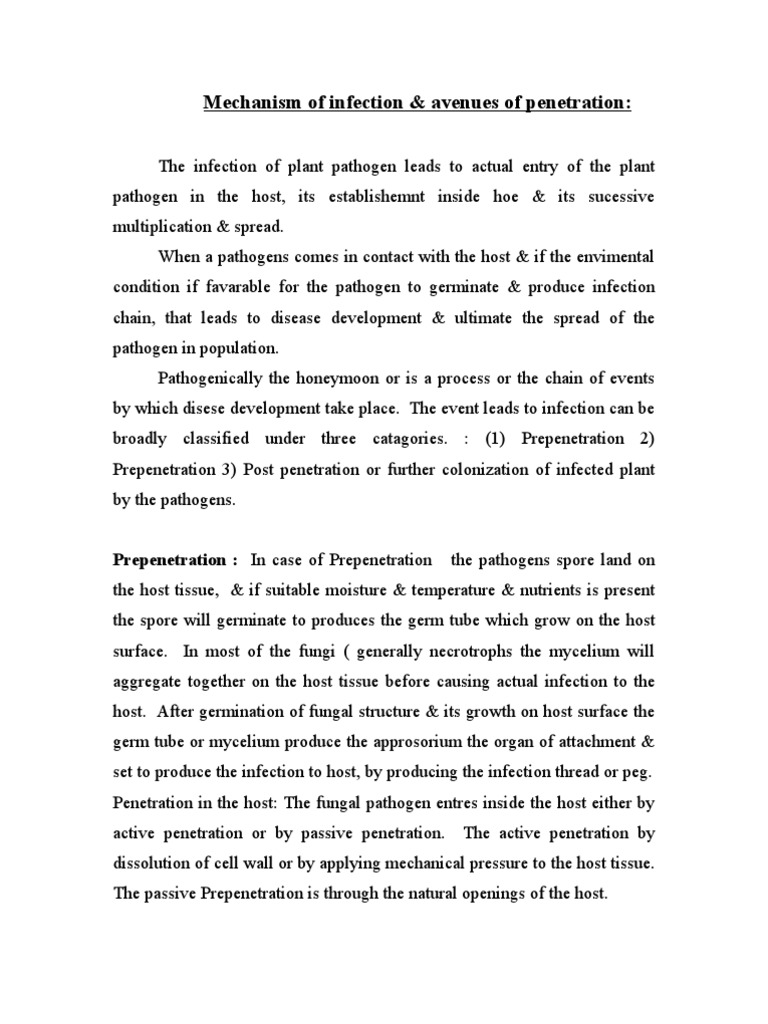Mechanism of Infection | PDF | Plant Pathology | Pathogen