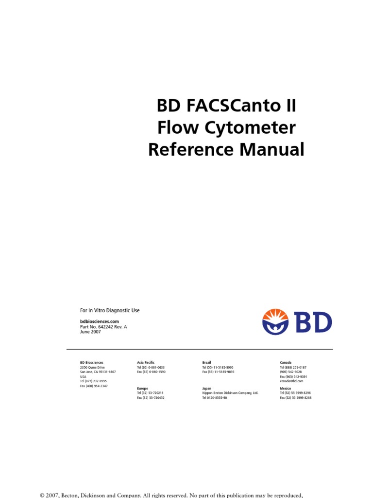 BD FACSCanto II Flow Cytometer Reference Manual | PDF | Barcode | Flow Cytometry