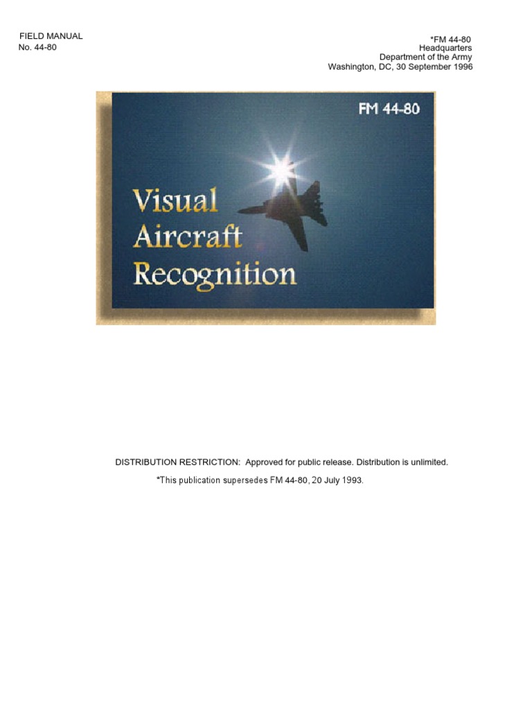 US ARMY Visual Aircraft Recognition Field Manual | PDF | History
