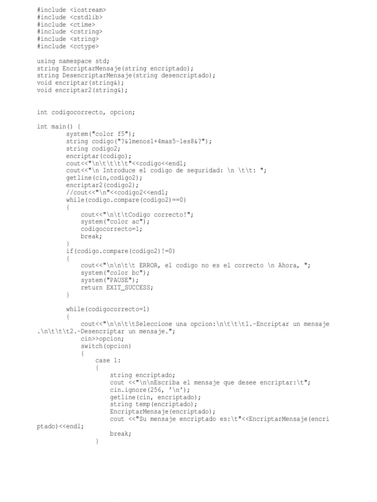 Código para Encriptar Un Mensaje | Descargar gratis PDF | Plataformas ...