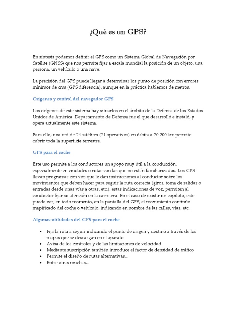 ¿Qué Es Un GPS? | PDF | Sistema de Posicionamiento Global | Transporte