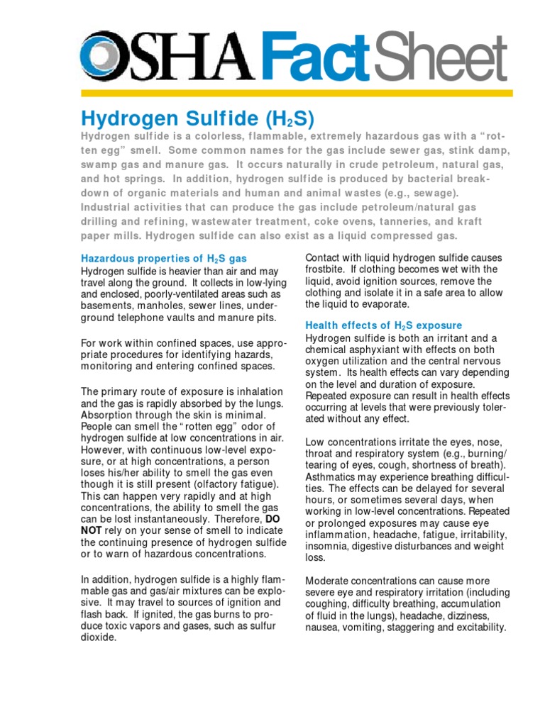 Hydrogen Sulfide Fact Sheet | PDF