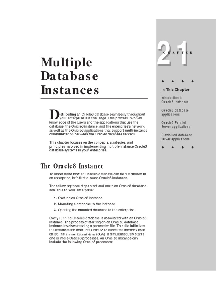 Multiple Database Instances: The Oracle8 Instance | PDF | Oracle Database | Parallel Computing