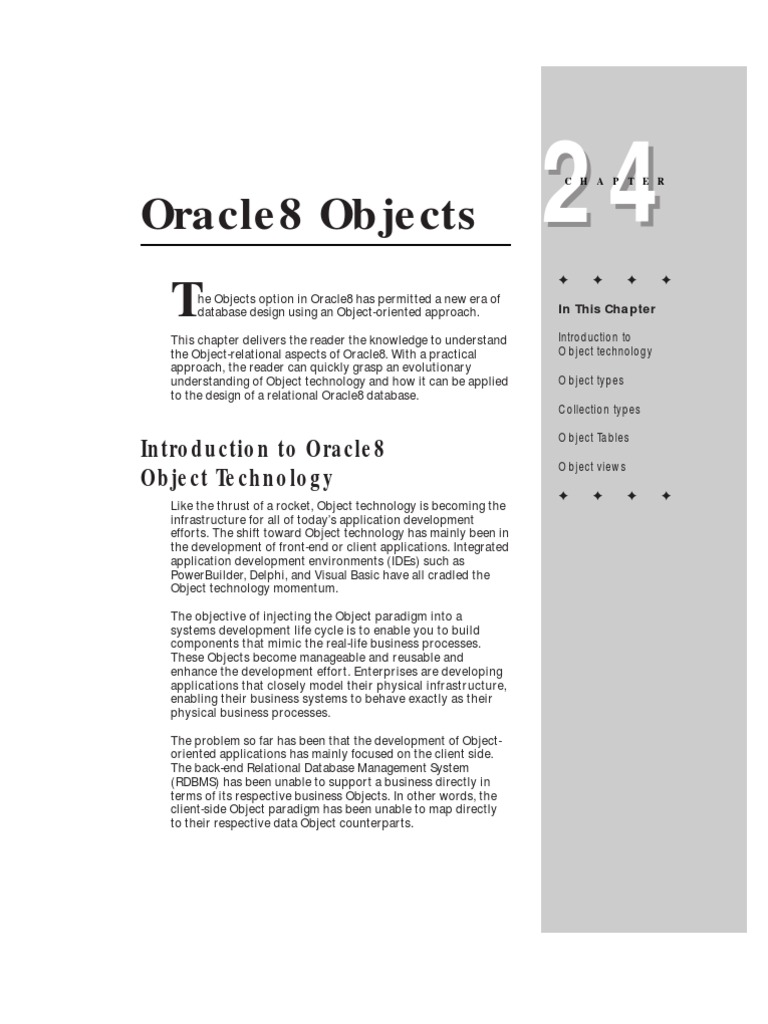Oracle8 Objects: Introduction To Oracle8 Object Technology | PDF ...