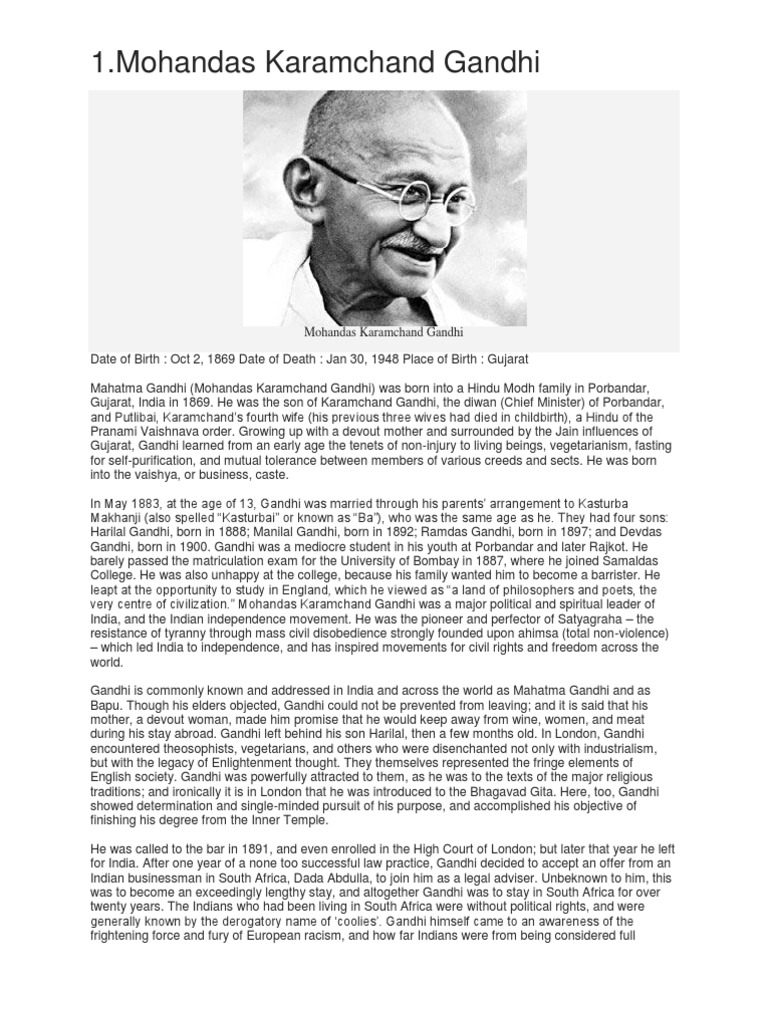 Mahatma Gandhi: Leader of the Indian Independence Movement Through Non ...