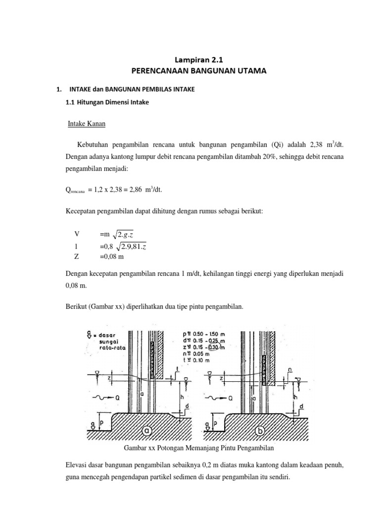 Lampiran Hitungan Intake Dan Bendung Kelompok 4 | PDF