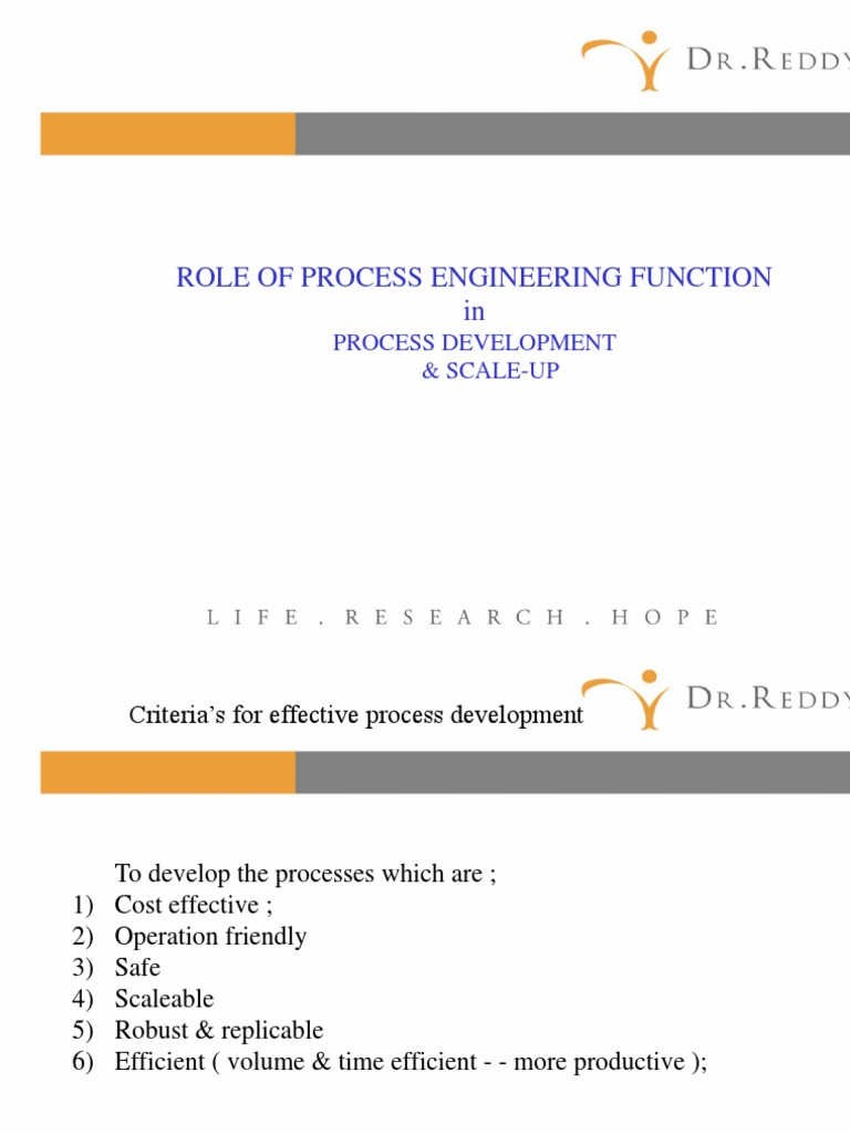 Role of Process Engineering Function In: Process Development & Scale-Up ...