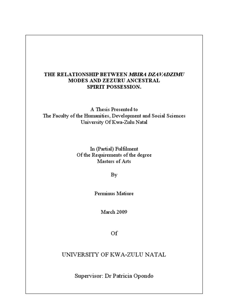 The Relationship Between Mbira Dzavadzimu Modes and Zezuru Ancestral ...