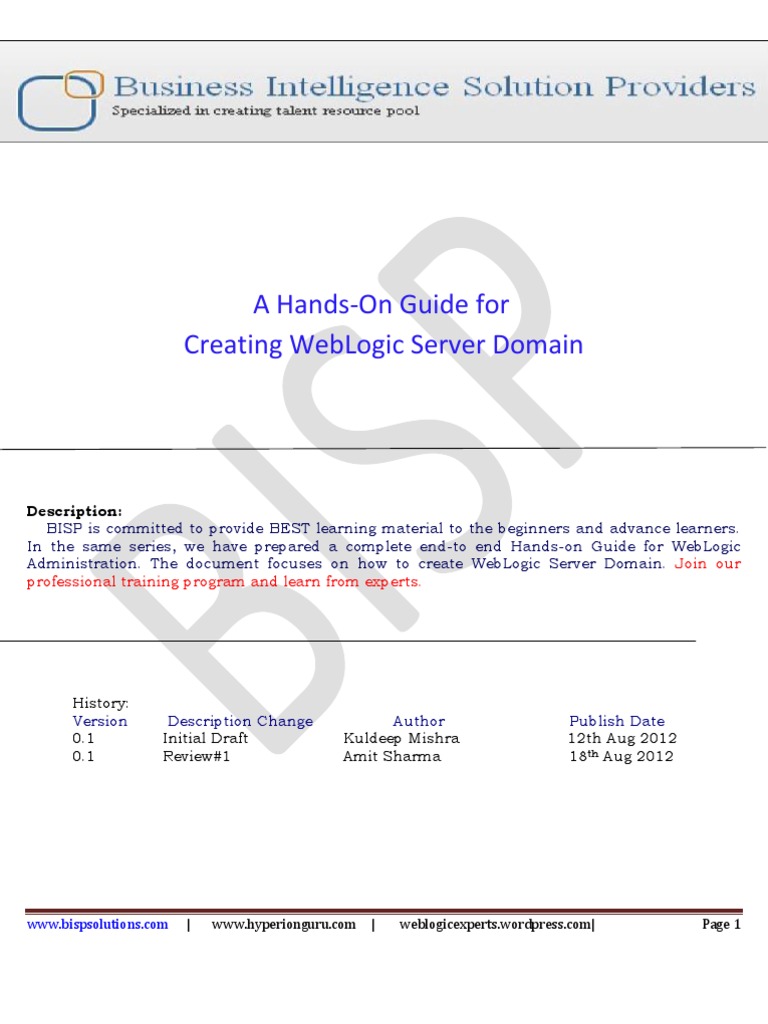 A Practical Guide For WebLogic Server Domain Creation | PDF | Command Line Interface | Port ...