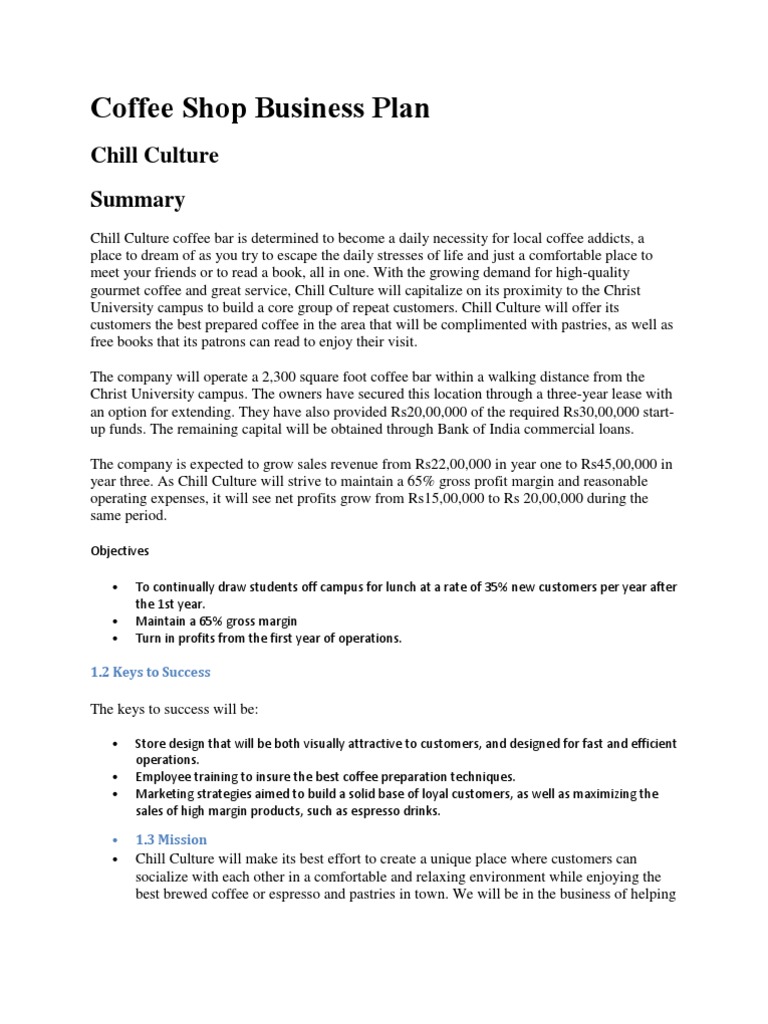 Business Plan | PDF | Coffeehouse | Coffee