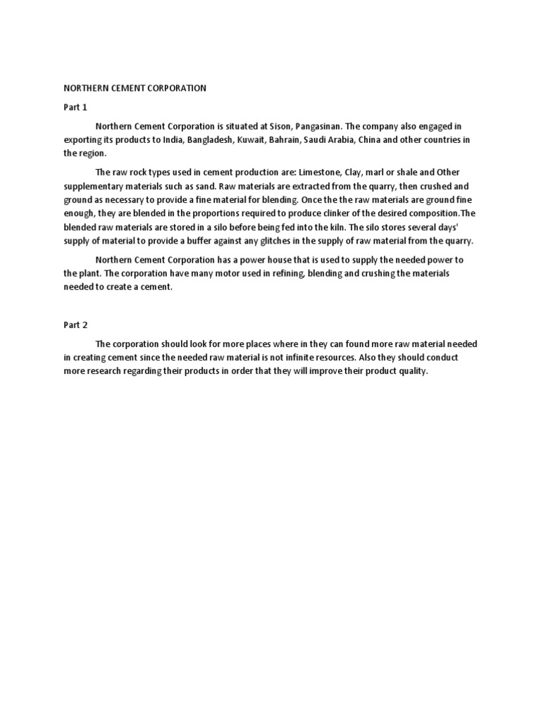 Northern Cement Corporation Overview | PDF | Water | Nature