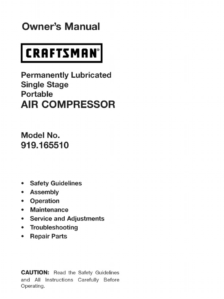Craftsman Air Compressor Model 919-165510 | PDF | Ac Power Plugs And ...