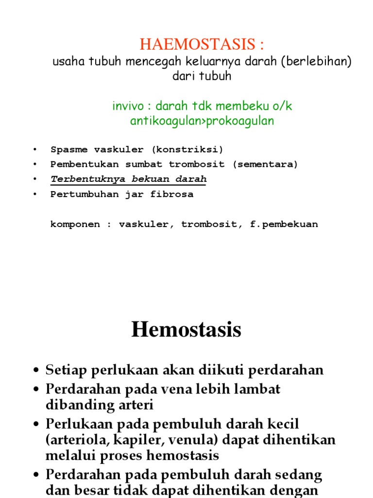 Mekanisme Hemostasis dan Koagulasi | PDF
