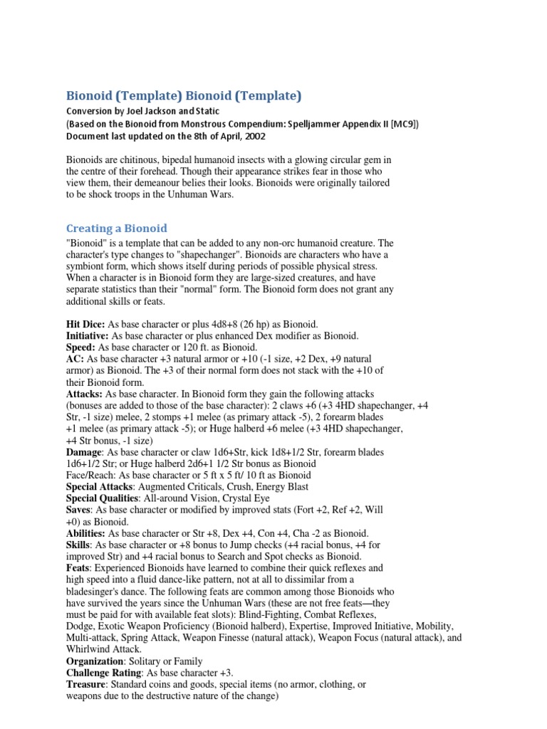 Bionoid | Download Free PDF | Dungeons & Dragons | Dungeons & Dragons ...