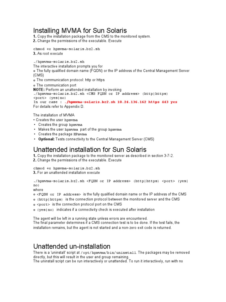 Installing MVMA For Sun Solaris | PDF | Port (Computer Networking) | Command Line Interface