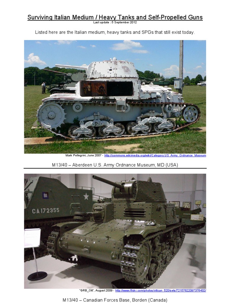 Italian Tanks and SPGs Locations | PDF | Warfare | Armoured Warfare