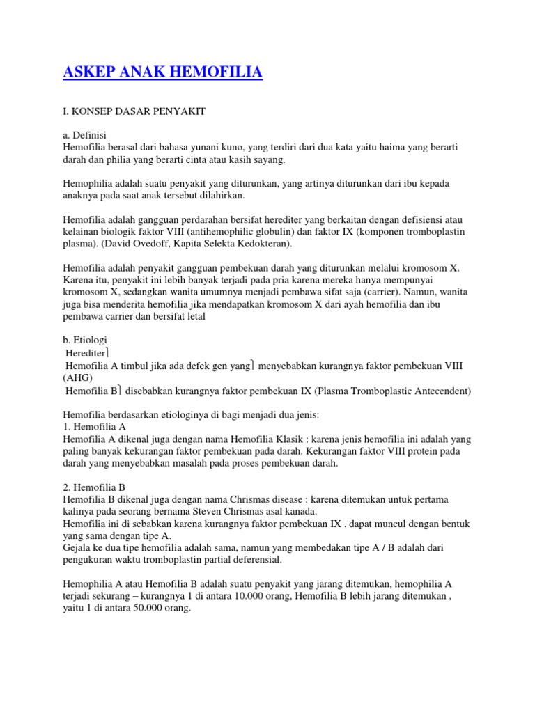 Askep Anak Hemofilia | PDF | Sains & Matematika