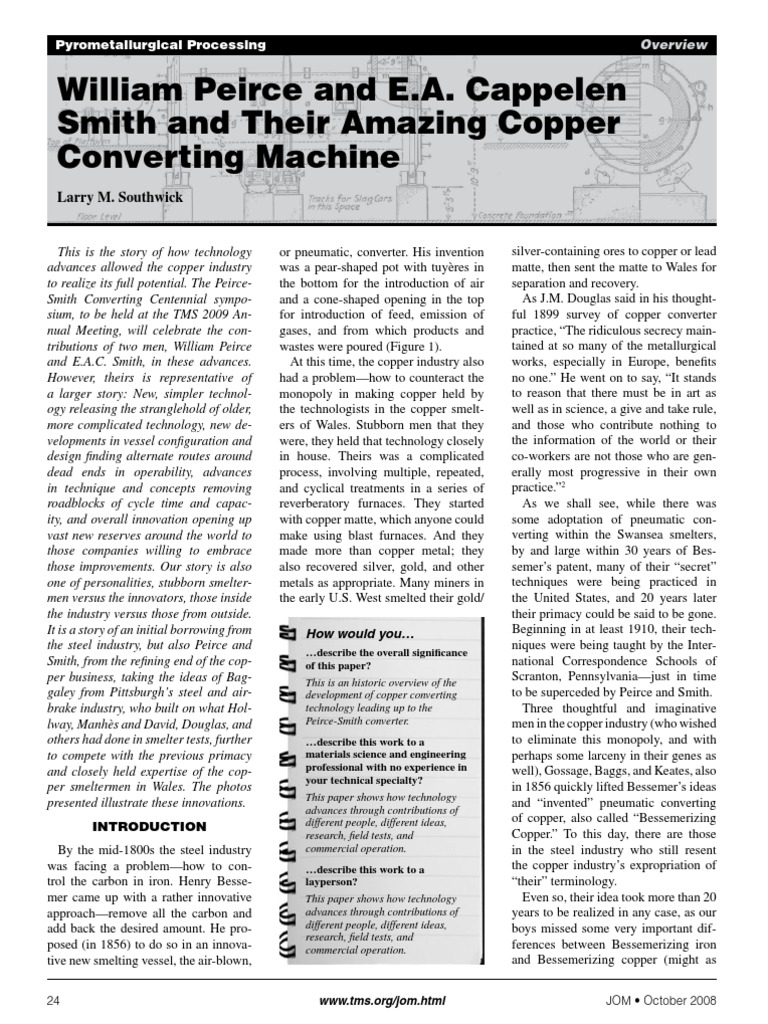 Pierce Smith Converters History | PDF | Smelting | Blast Furnace