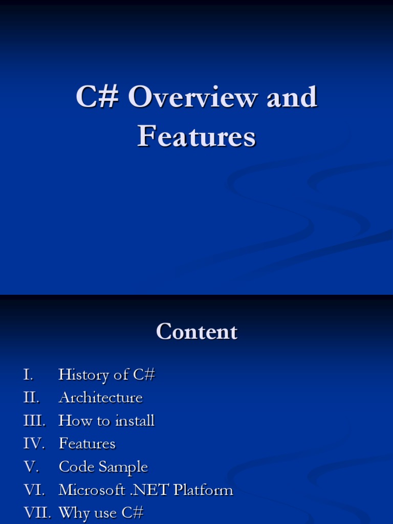 C Overview And Features Pdf C Sharp Programming Language Component Object Model 9334
