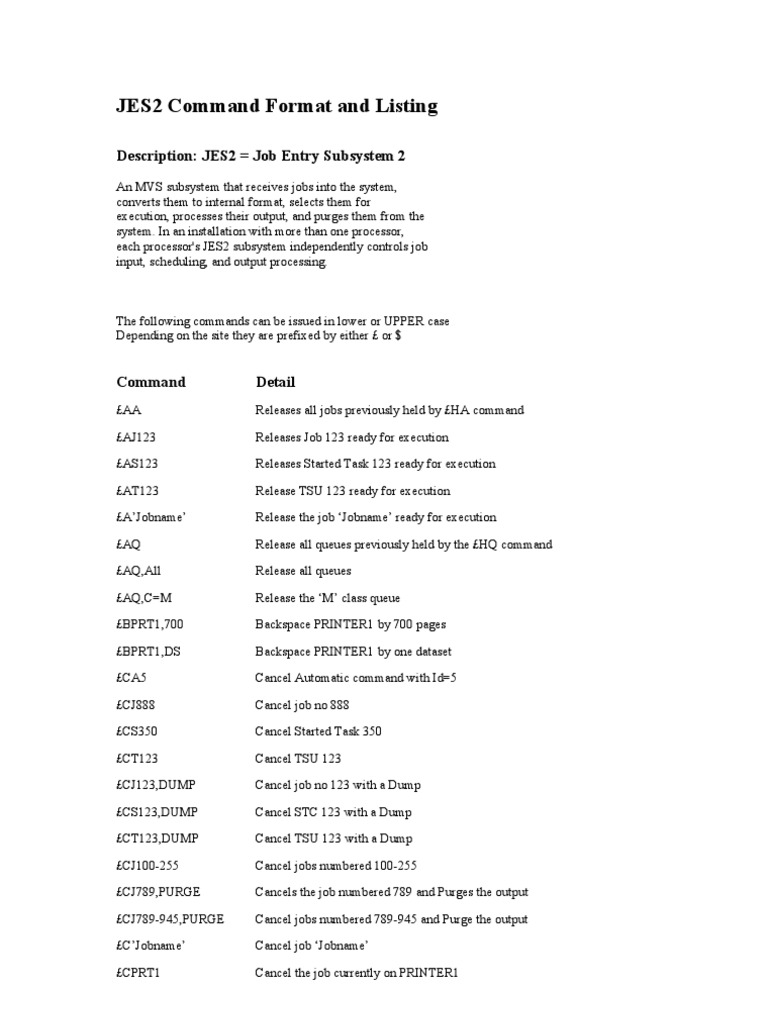 Jes 2 Commands | PDF | Operating System Technology | Digital Technology
