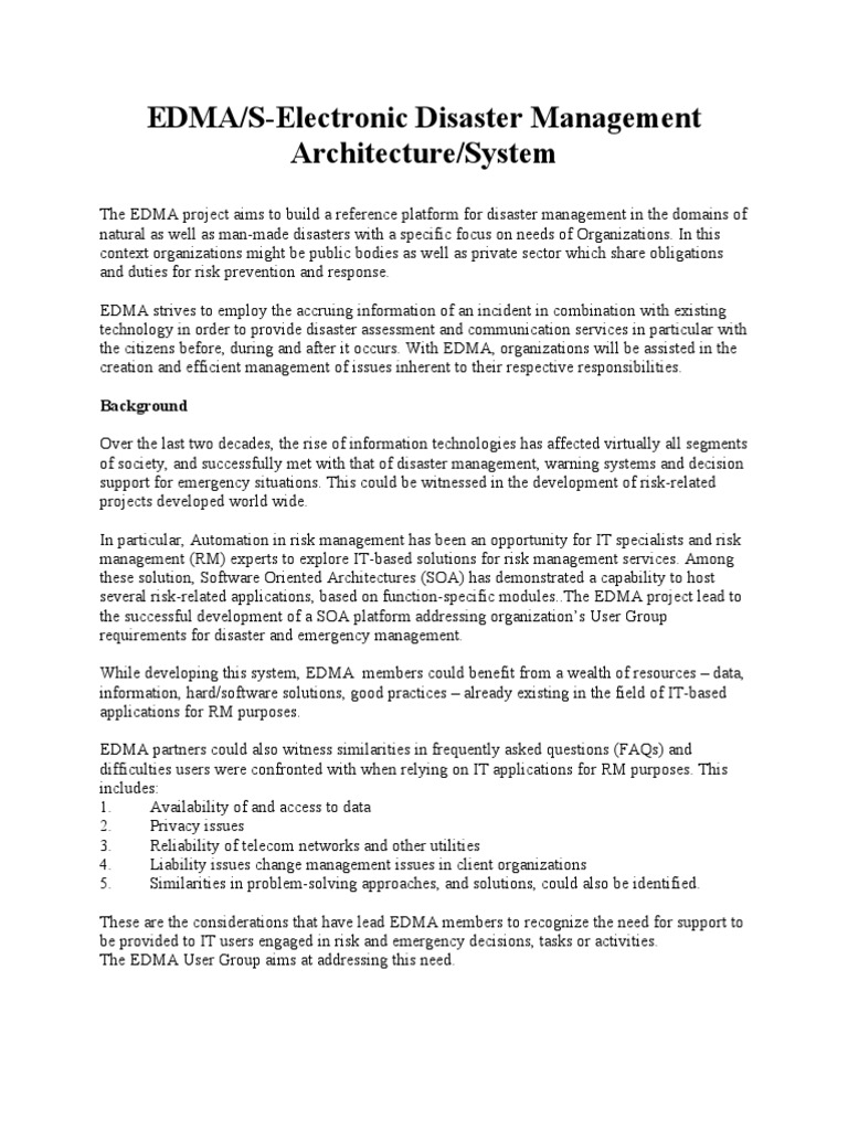 Electronic Disaster Management-Research Paper | PDF | Experiment | Risk ...