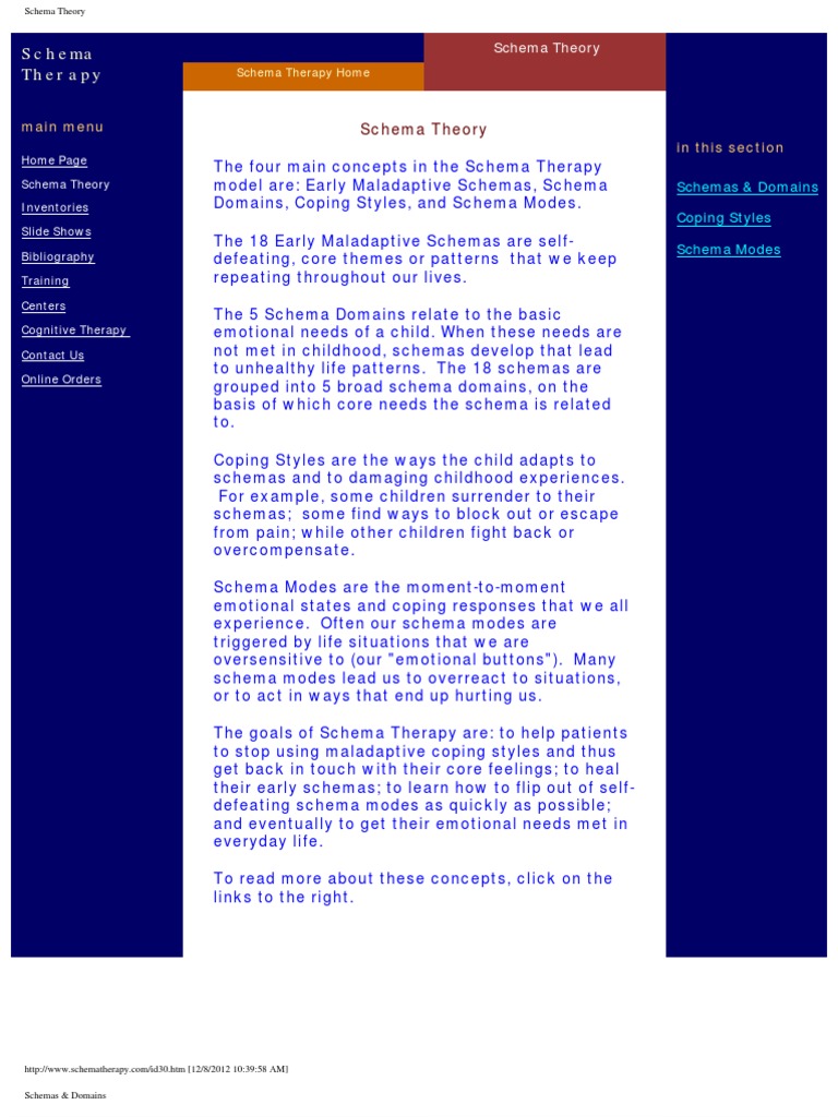Young Schema Theory | PDF | Schema (Psychology) | Coping (Psychology)