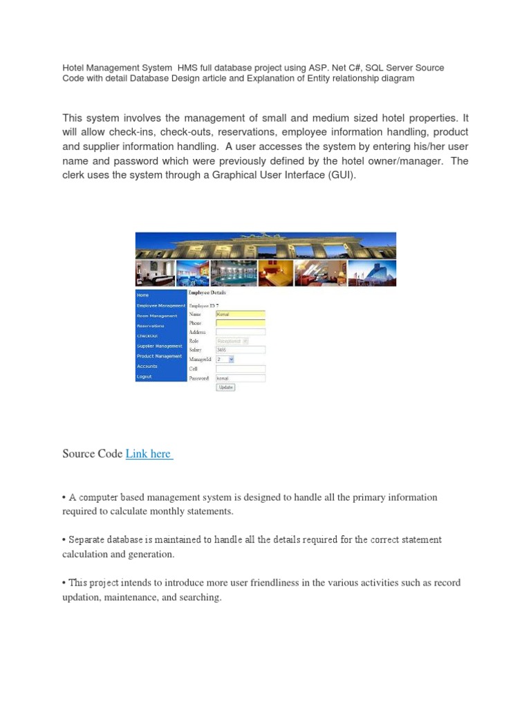 Hotel Management System Database Design | PDF | Databases | Information ...