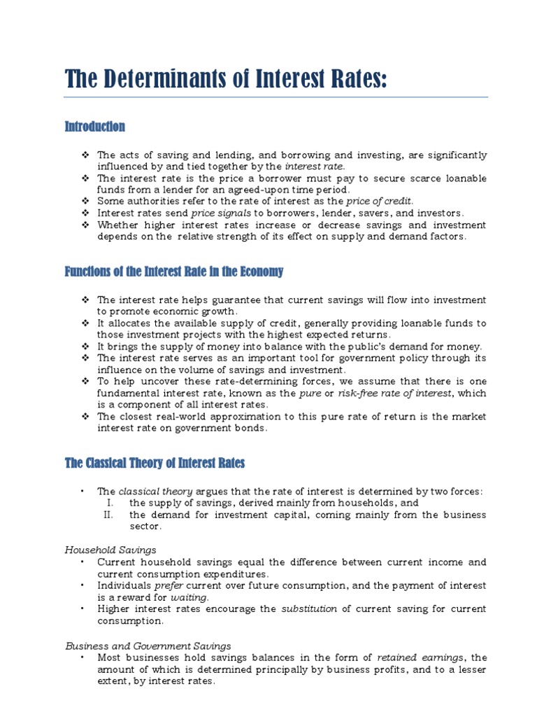 Determinants of Interest Rates Explained | PDF | Loanable Funds ...
