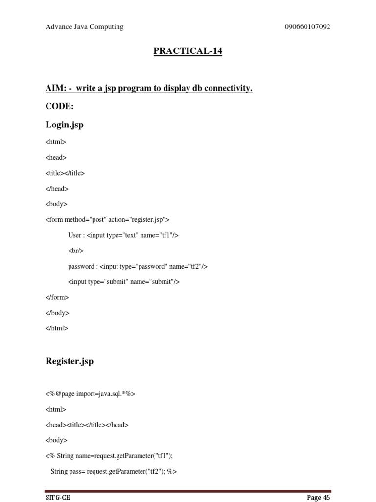 Practicals GTU | PDF | Java Server Pages | Databases