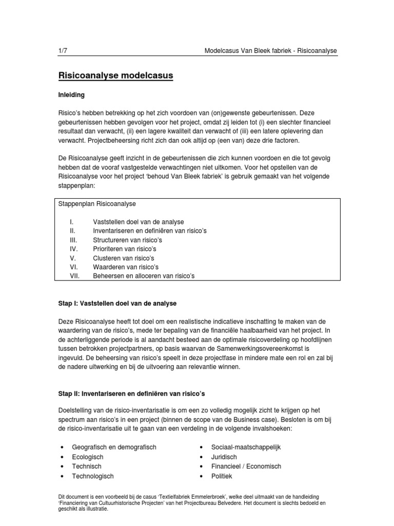 Risicoanalyse Van Bleek (III - F - 66) | PDF