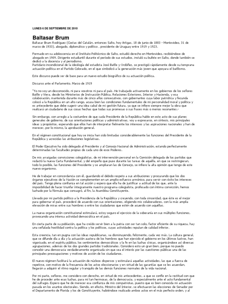 BALTASAR BRUM (Breves Pensamientos) | PDF | Elecciones | Gobierno