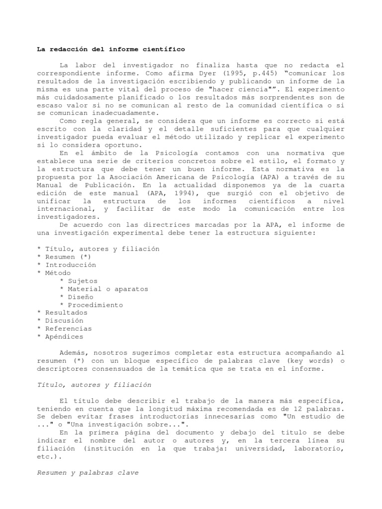 Guía APA para Informes Científicos | PDF | Método científico | Hipótesis