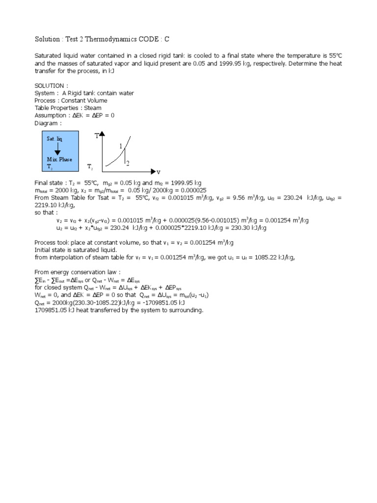 Test 2 Solution | Steam | Pressure