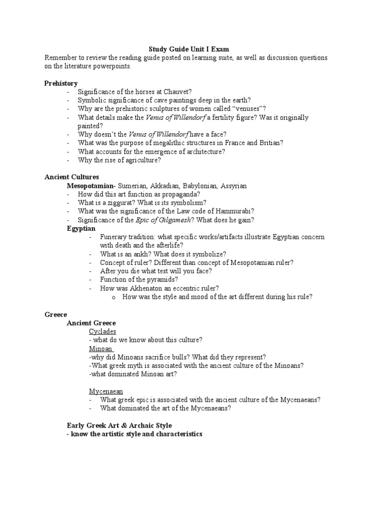 Study Guide Unit I Exam | Download Free PDF | Mesopotamia | Ancient Greece