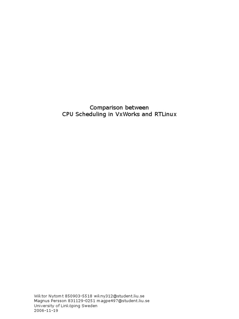 Comparison Between CPU Scheduling in VxWorks and RTLinux | PDF | Scheduling (Computing) | Thread ...
