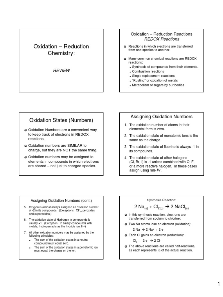 Understanding REDOX Reactions in Chemistry | PDF | Redox | Chemical ...