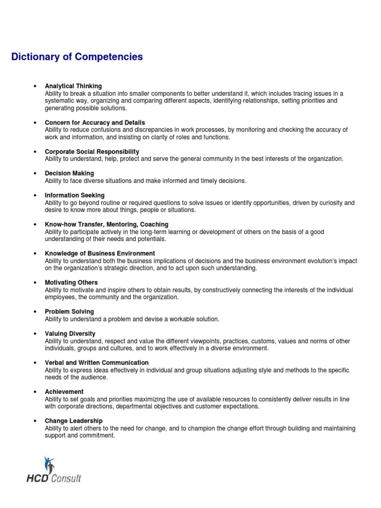 Competency List | Download Free PDF | Competence (Human Resources ...