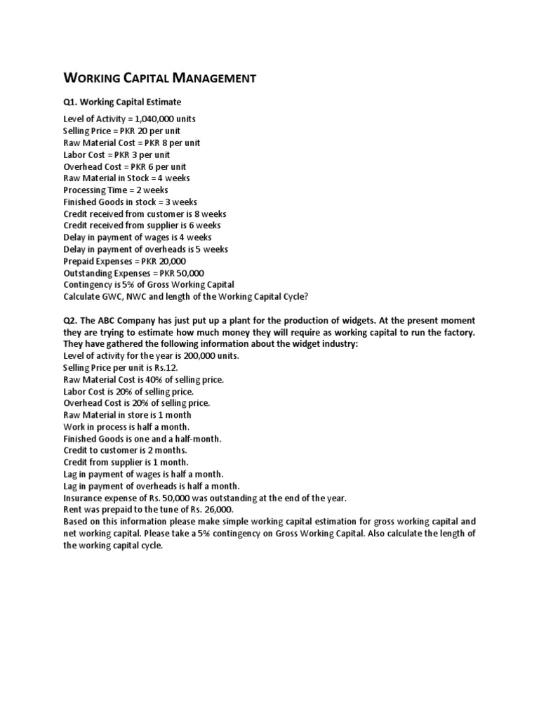 Working Capital Management | PDF | Working Capital | Credit (Finance)