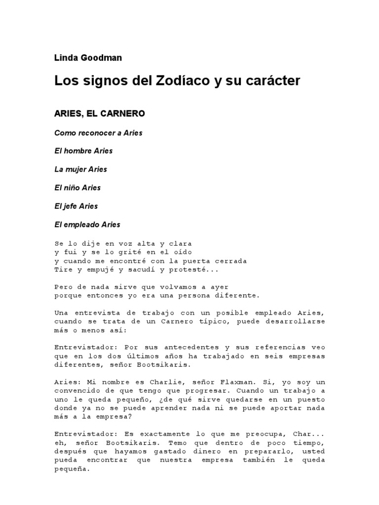 Los Signos Del Zodíaco y Su Caracter-Linda Goodman | PDF | Zodíaco | Vacas