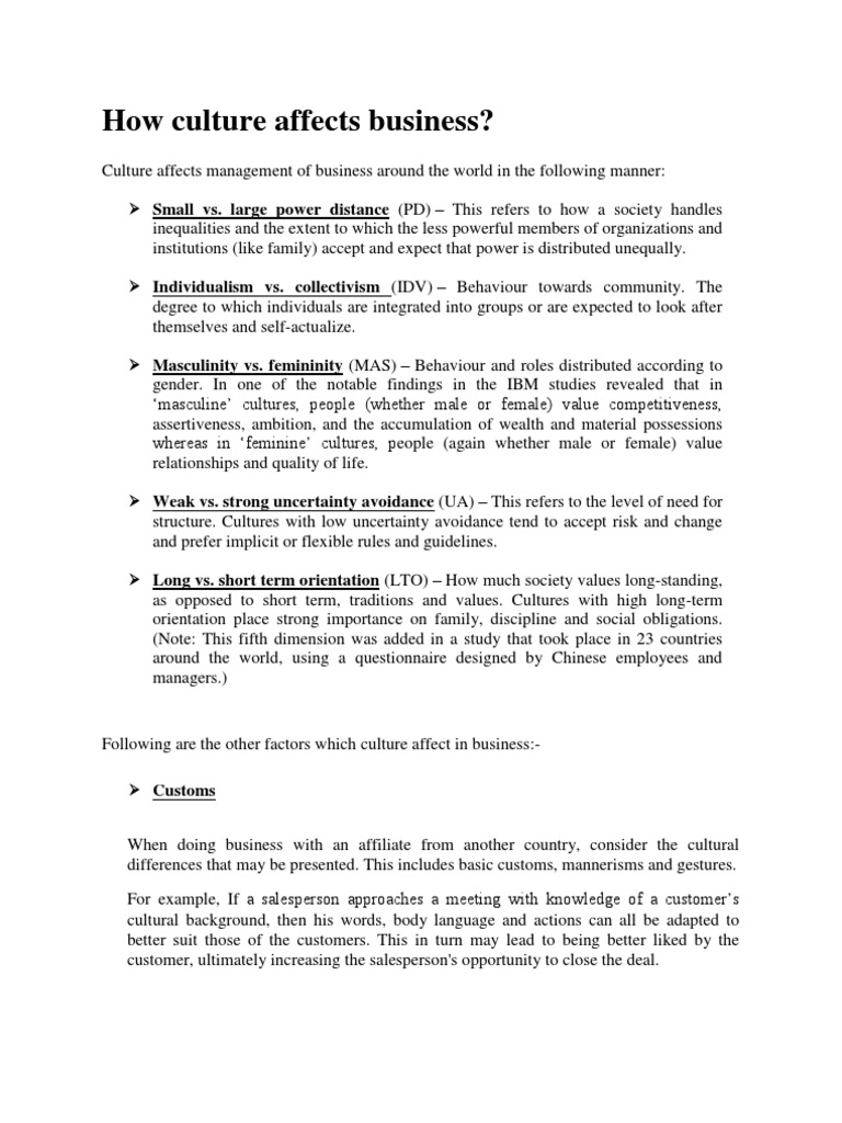 How Culture Affects Business | PDF | Employment | Communication