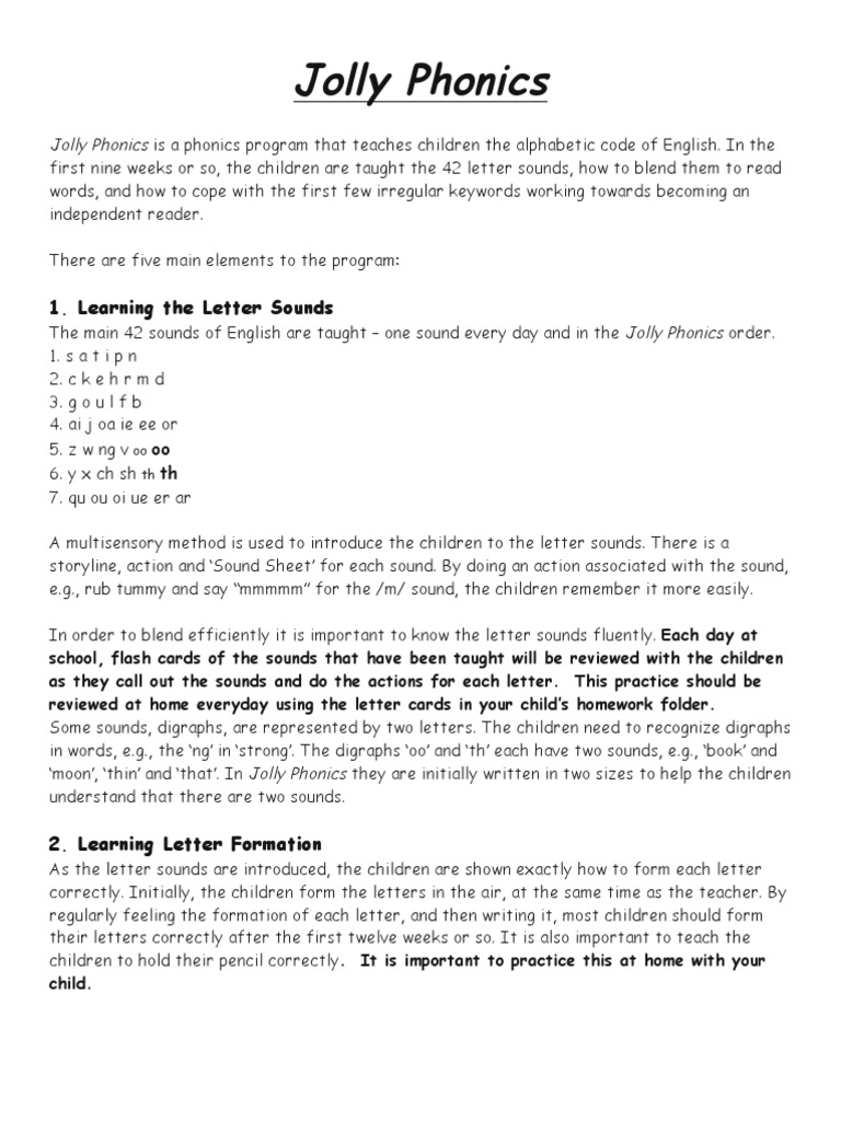 Jolly Phonics Sequence Jolly Phonics | PDF | Phonics | Human
