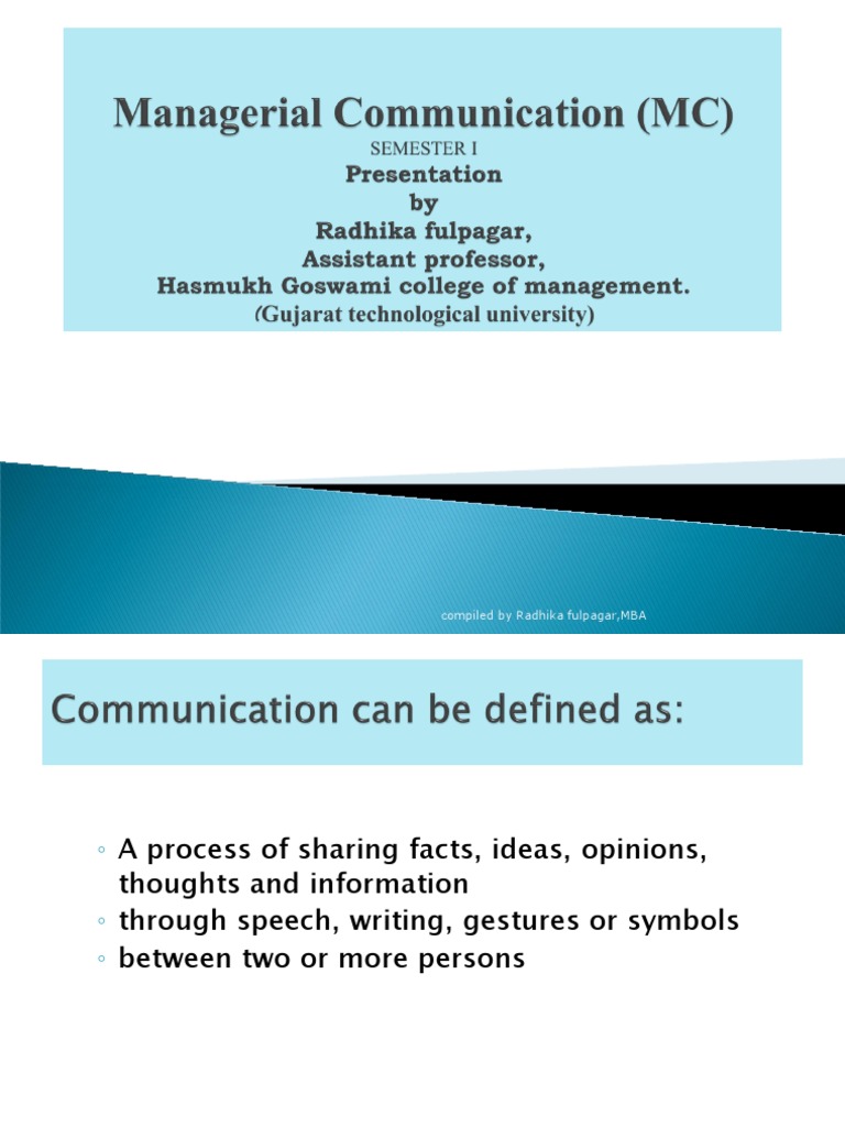 Managerial Communication | PDF | Gesture | Communication