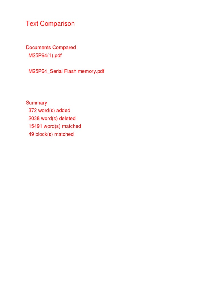Text Comparison: Documents Compared M25P64 PDF | PDF | Input/Output | Flash Memory