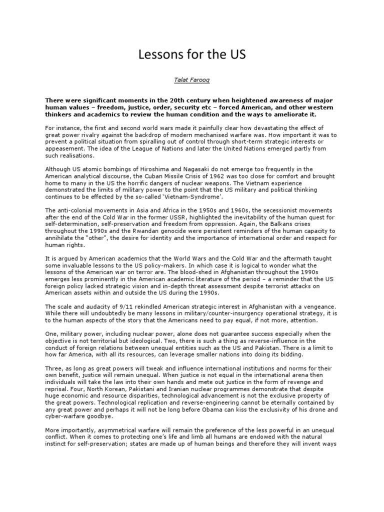 14-Lessons For The US | PDF | Cold War | Nuclear Weapons