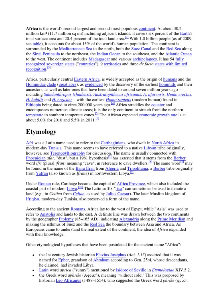 Overview of Africa's Geography and Etymology | PDF | History