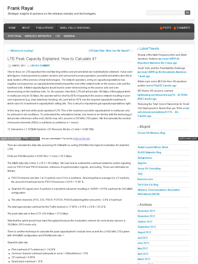 Lte peak capacity explained: how to calculate it