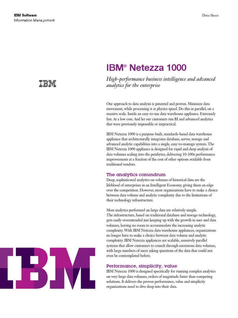 IBM Netezza 1000: High-Performance Business Intelligence and Advanced ...