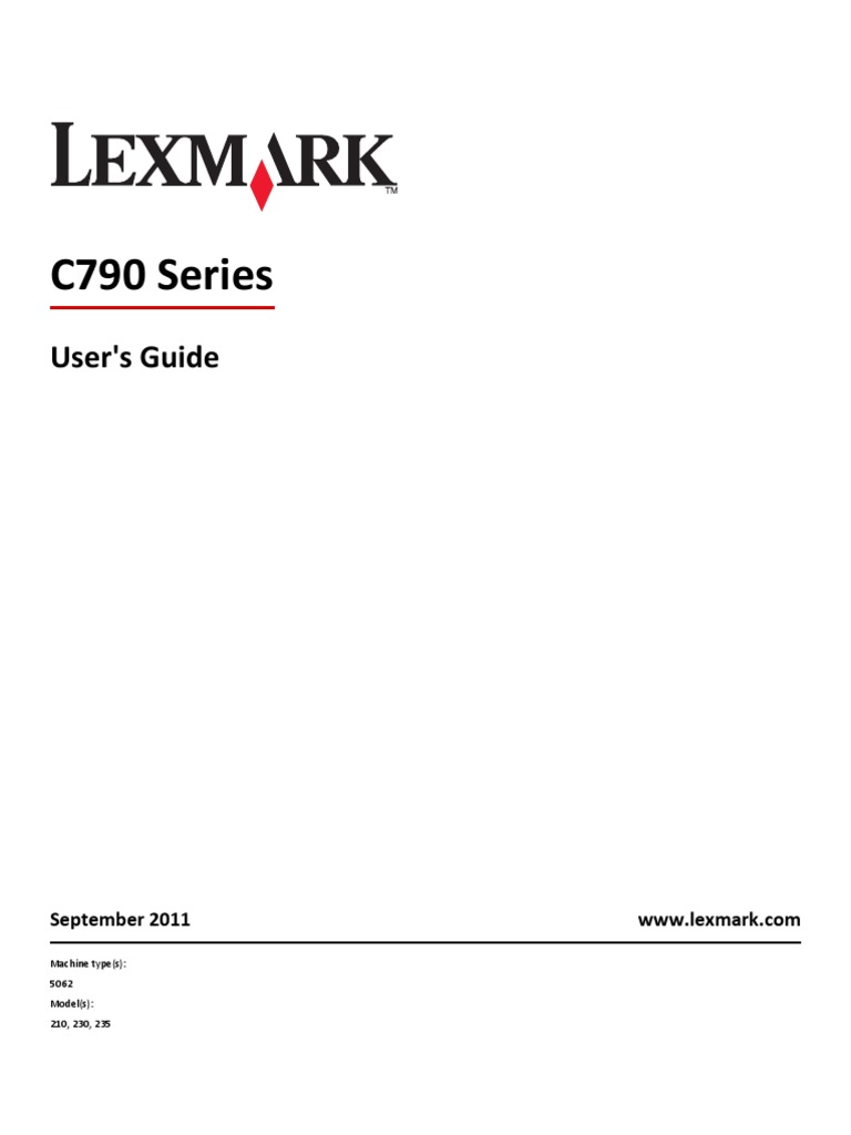 C790 Series: User's Guide | PDF | Printer (Computing) | Menu