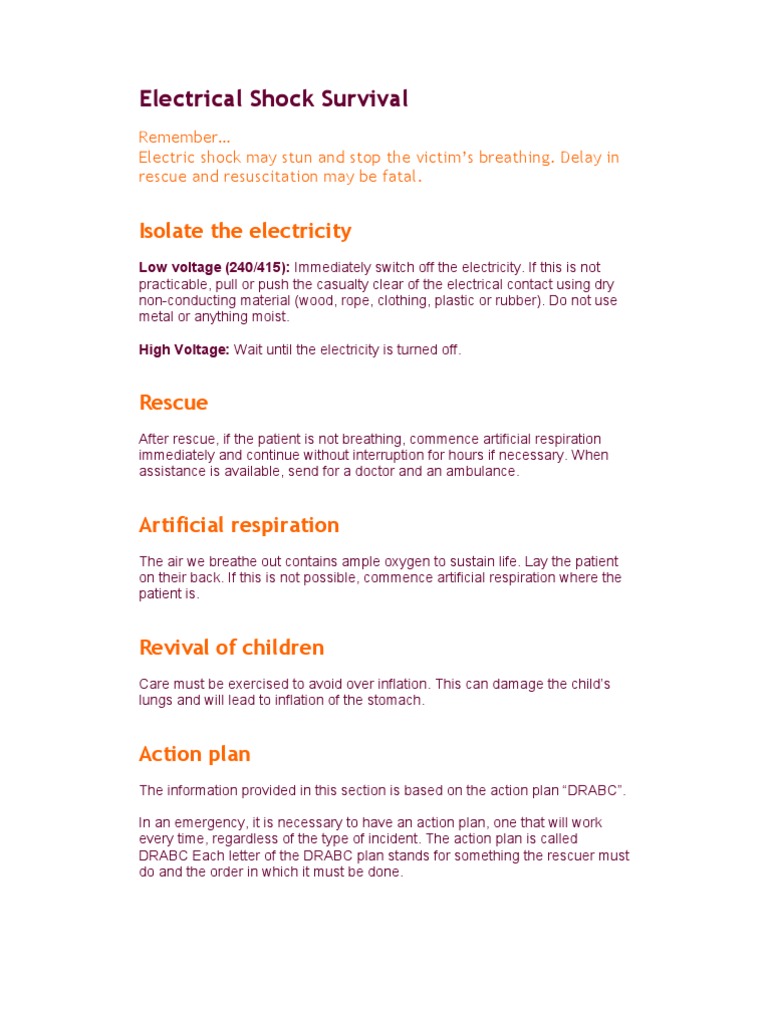 First Aid in Electric Shock | PDF | Cardiopulmonary Resuscitation ...