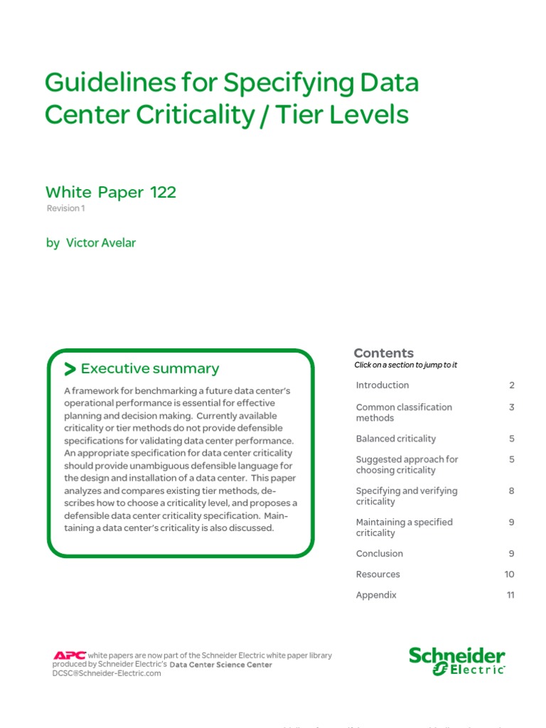 Guidelines For Specifying Data Center Criticality / Tier Levels ...